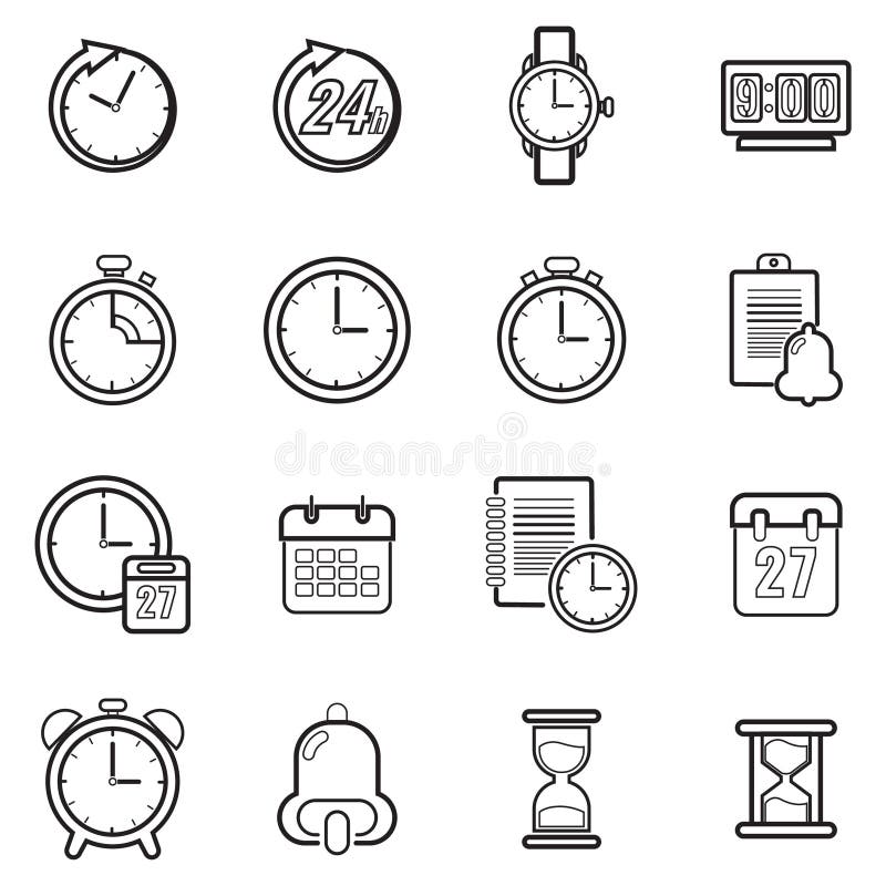Collection of Time Icons. Vector Illustration Decorative Design Stock ...
