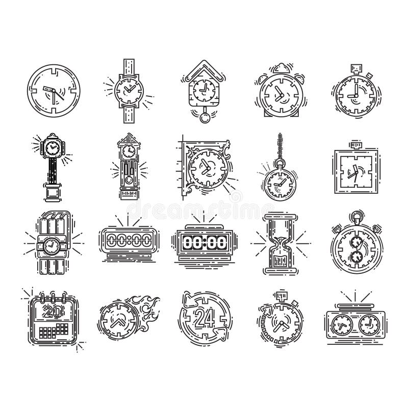 Collection of Timepiece Icons. Vector Illustration Decorative Design ...