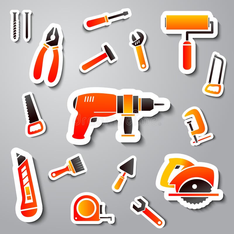 Collection of Tool Stickers Stock Vector - Illustration of safety ...