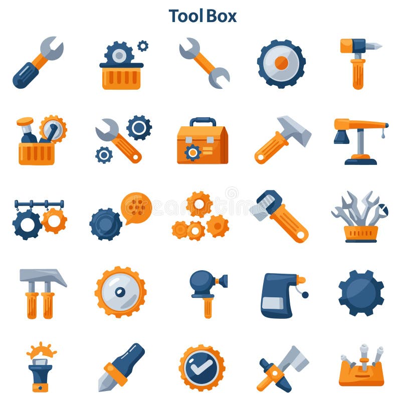 Collection of Toolbox and Tool Vector Icons Stock Illustration ...