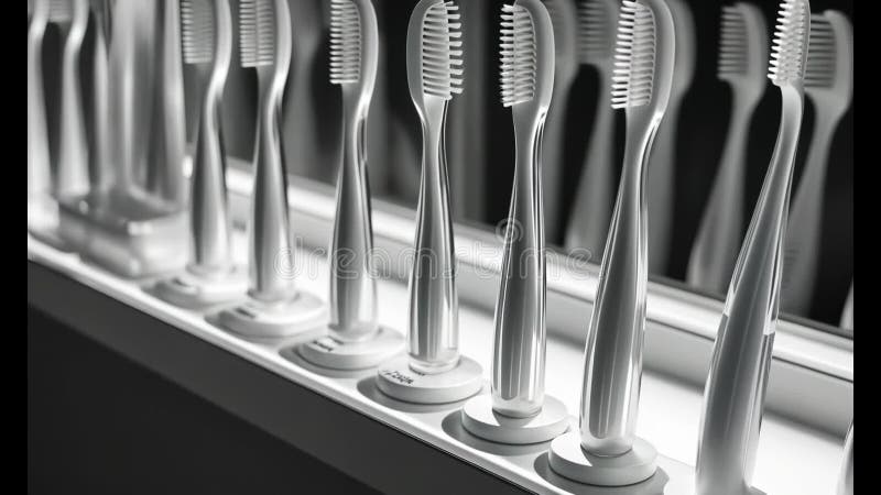 A Collection of Toothbrushes Organized on a Shelf, Ready for Use Stock ...