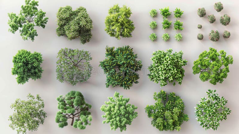 Collection of Top-Down View Green Trees Stock Illustration ...