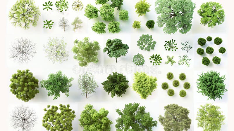 Collection of Top-Down View Tree Illustrations Stock Illustration ...