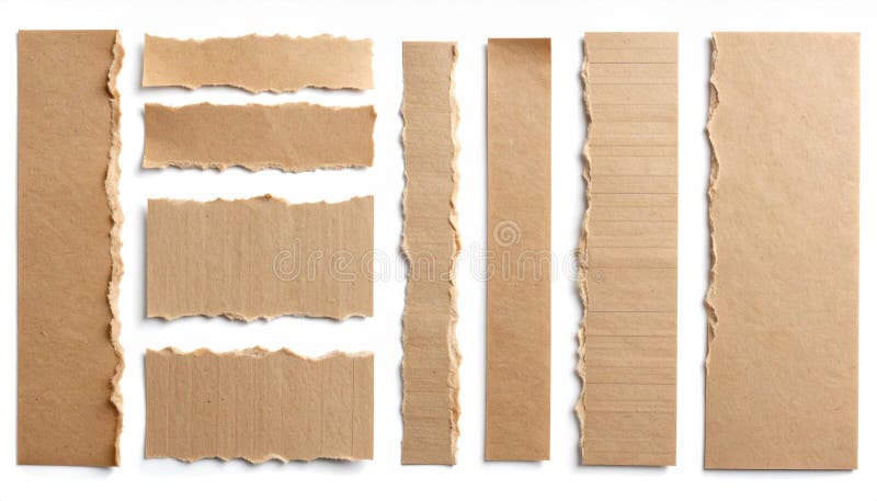 Collection of Torn Brown Cardboard Pieces on White Stock Illustration ...