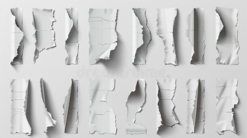 A Collection of Torn Paper Pieces on a White Surface. Ideal for ...