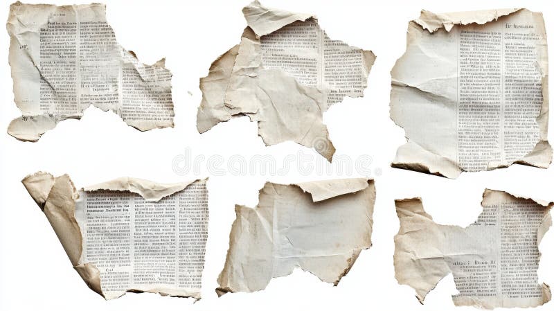 A Collection of Torn Pieces of Paper on a White Surface Stock ...