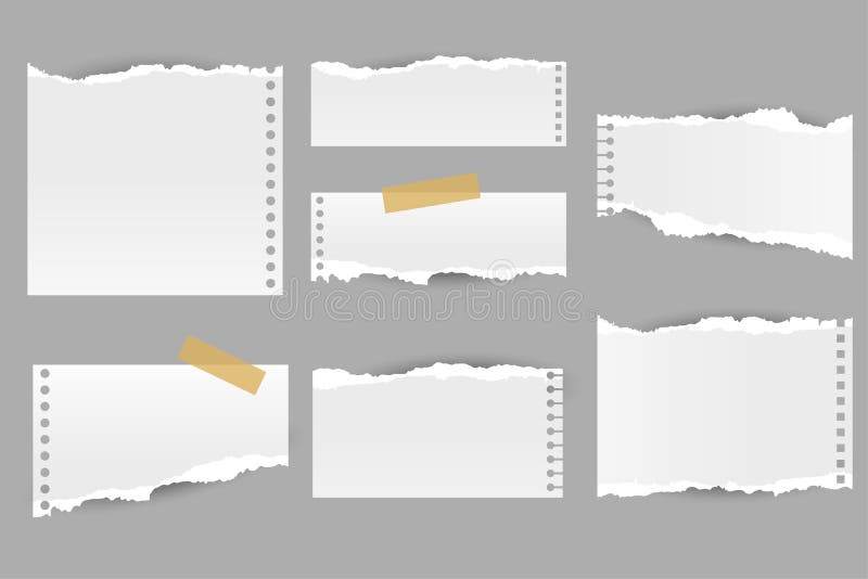 Collection of Torn Ripped Paper Notes Sheets Stock Vector ...
