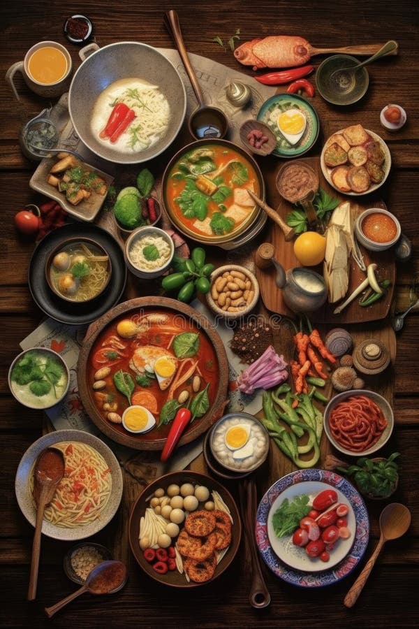 Collection of Traditional Dishes from Around the World Stock ...