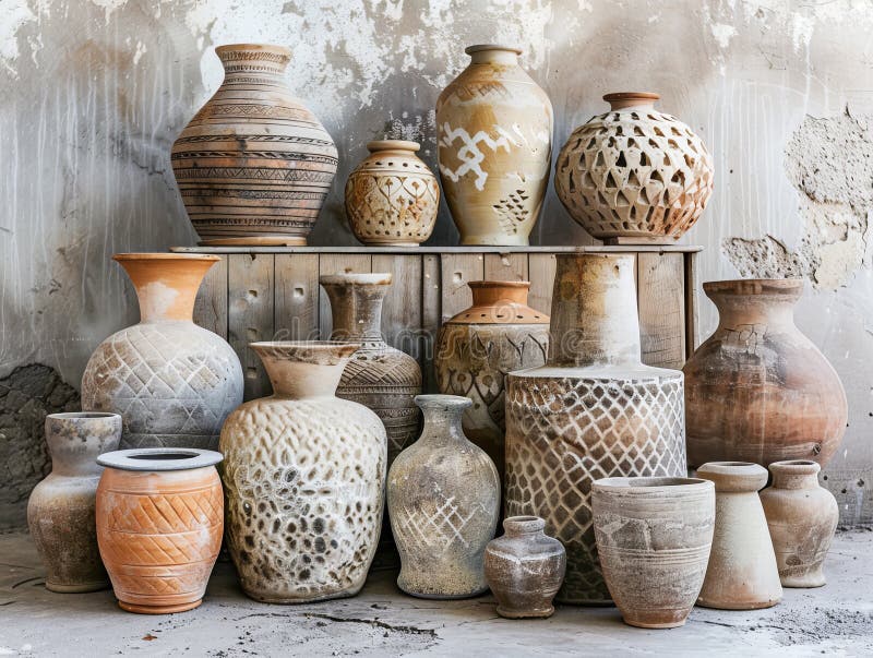 Collection of Traditional Handcrafted Pottery Stock Illustration ...