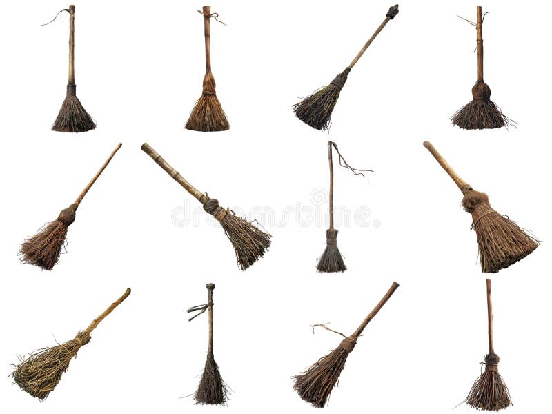A Collection of Traditional Wooden Broomsticks Stock Image ...