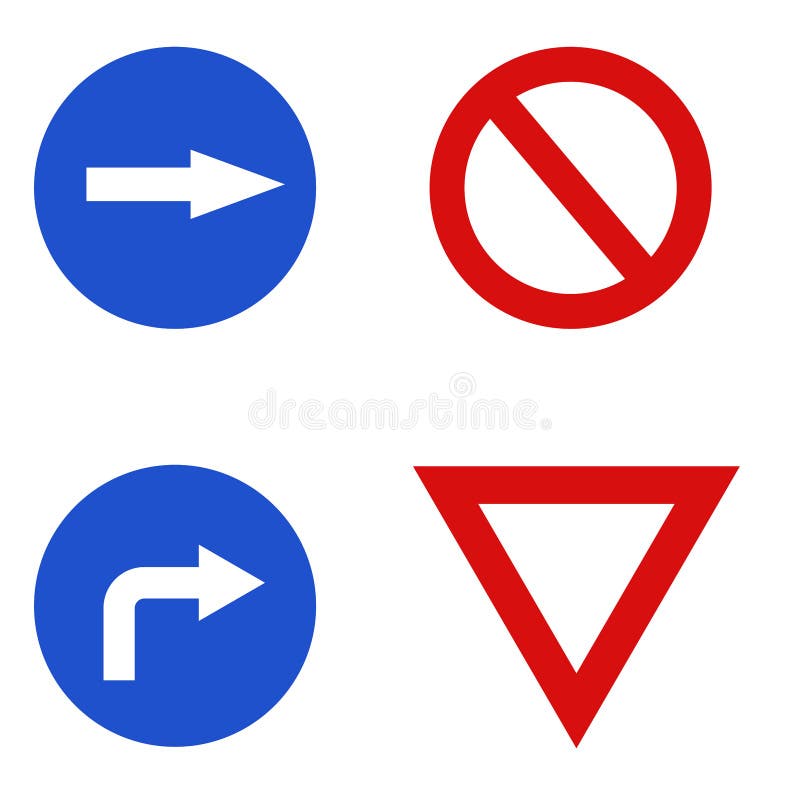 Traffic Signs, One Way Signs Stock Illustration - Illustration of ...