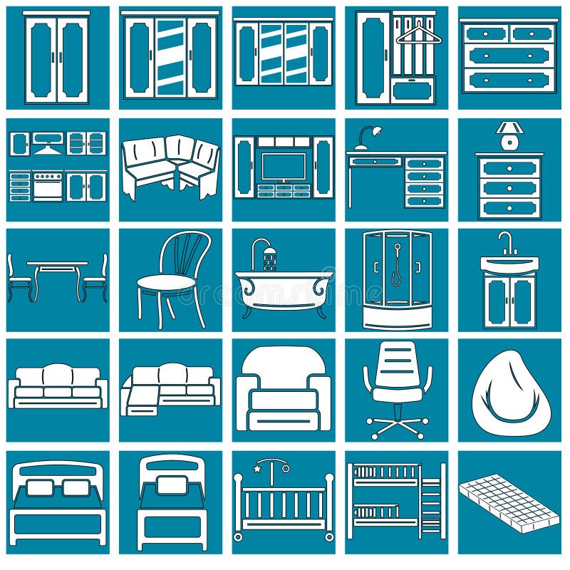 Collection of Translucent Furniture Icons for the Site Stock ...