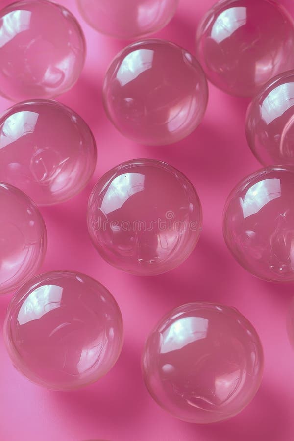 Clear Pink Bubbles Arranged on a Pink Background Stock Image - Image of ...