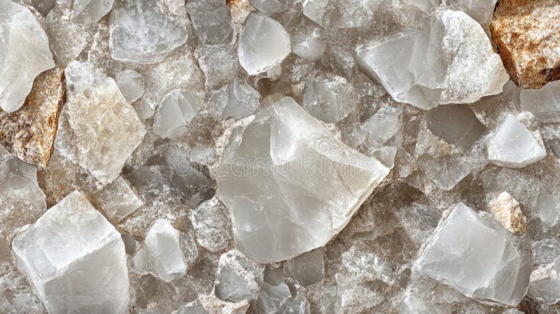A Collection of Translucent White and Brown Rock Fragments Stock ...