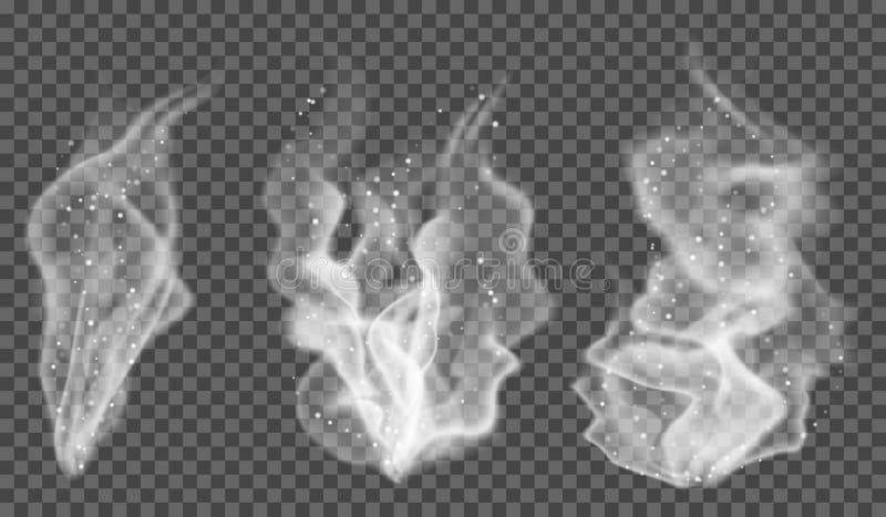 Collection of Translucent White Clouds of Smoke on Transparent ...