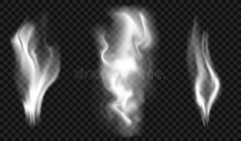 Collection of Translucent White Clouds of Smoke on Transparent ...