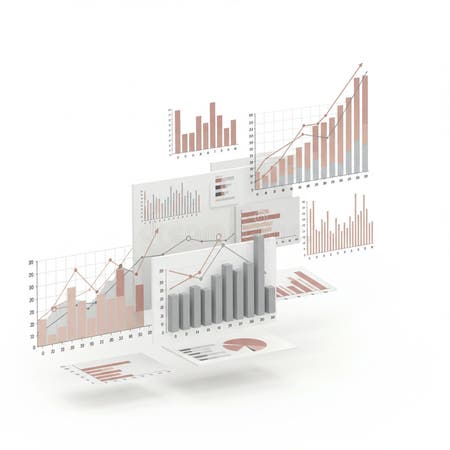A Collection of Transparent 3D Graphs and Charts, Displaying Various ...