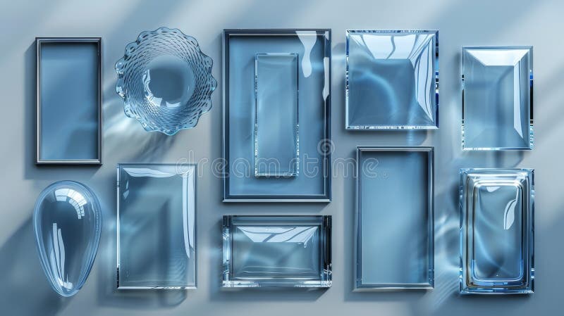 A Collection of Transparent Glass Banners on a White Background. a Set ...