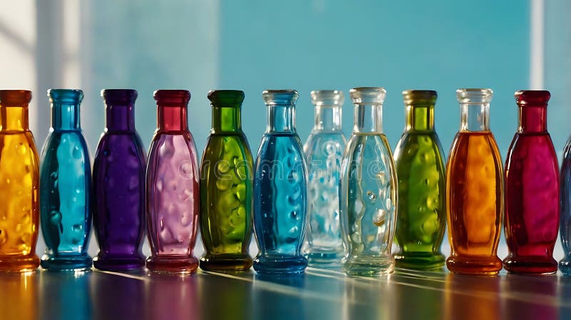 Composition from Color Glass Bottles Stock Image - Image of backdrop ...