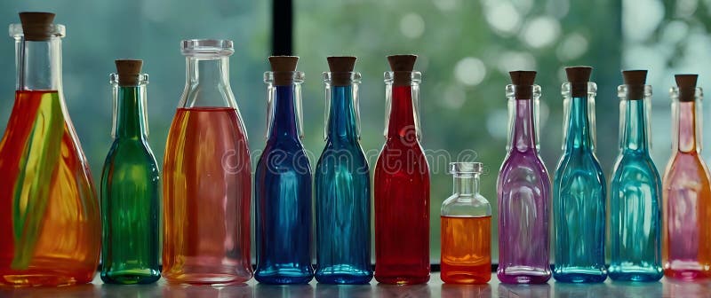 Composition from Color Glass Bottles Stock Image - Image of backdrop ...