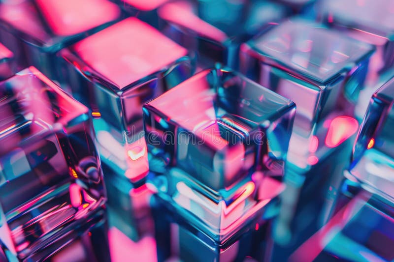 A Collection of Transparent Glass Cubes Stacked Vertically, with Clean ...