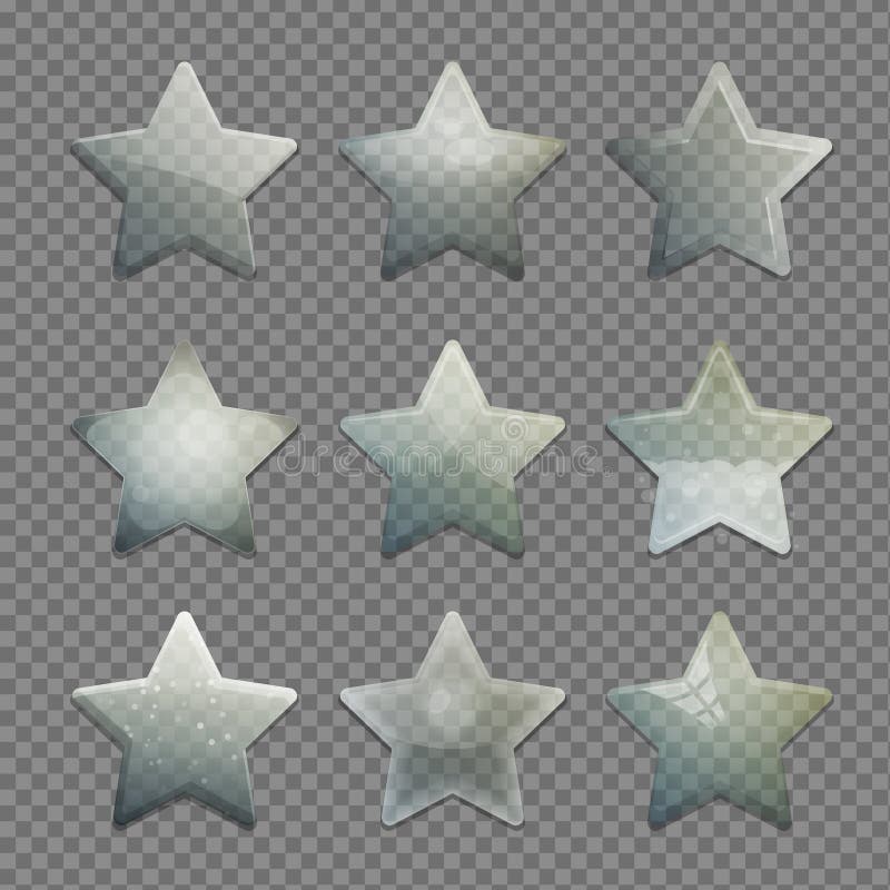 Collection of Transparent Glass Star Shape App Buttons Stock Vector ...