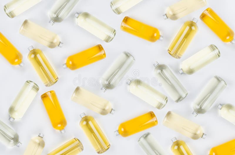 Collection Transparent Plastic Bottles As Decorative Random Pattern on ...