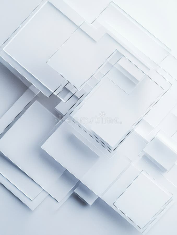 Abstract Composition of Transparent Shapes Layered on Light Background ...