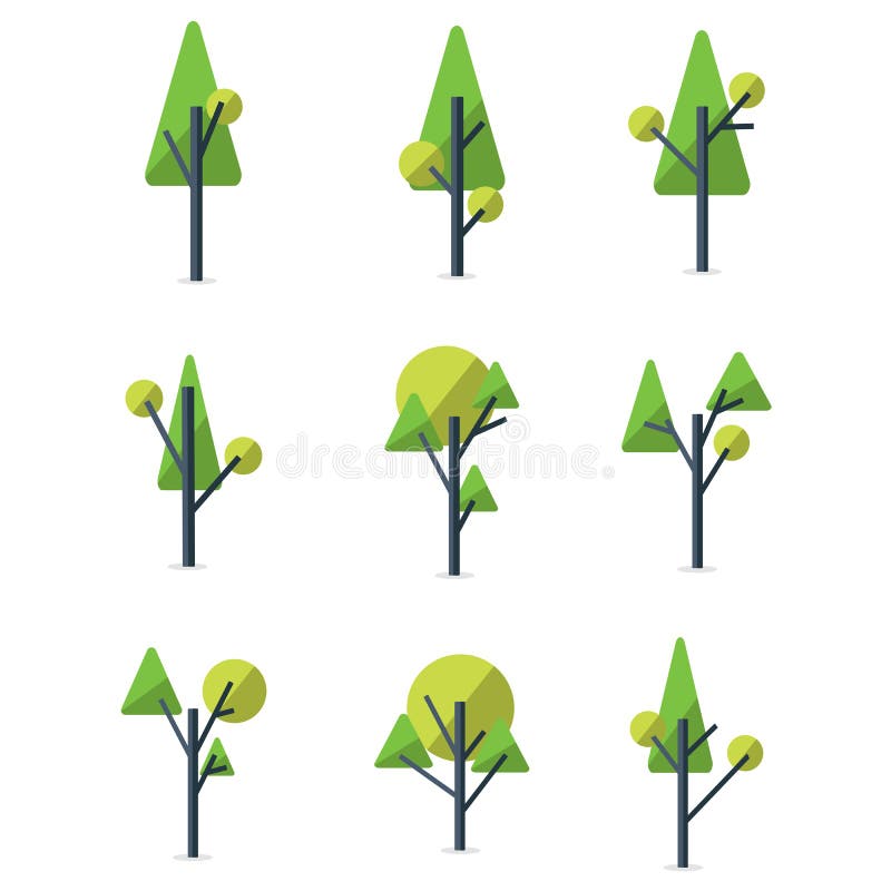 Collection of Tree Set for Game Stock Vector - Illustration of summer ...