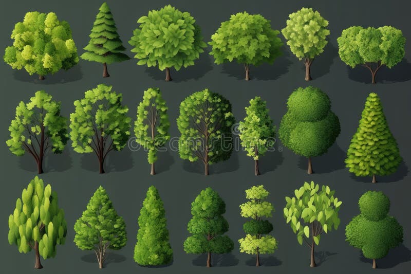 A Collection of Trees and Bushes in Various Stages of Growth, with a ...