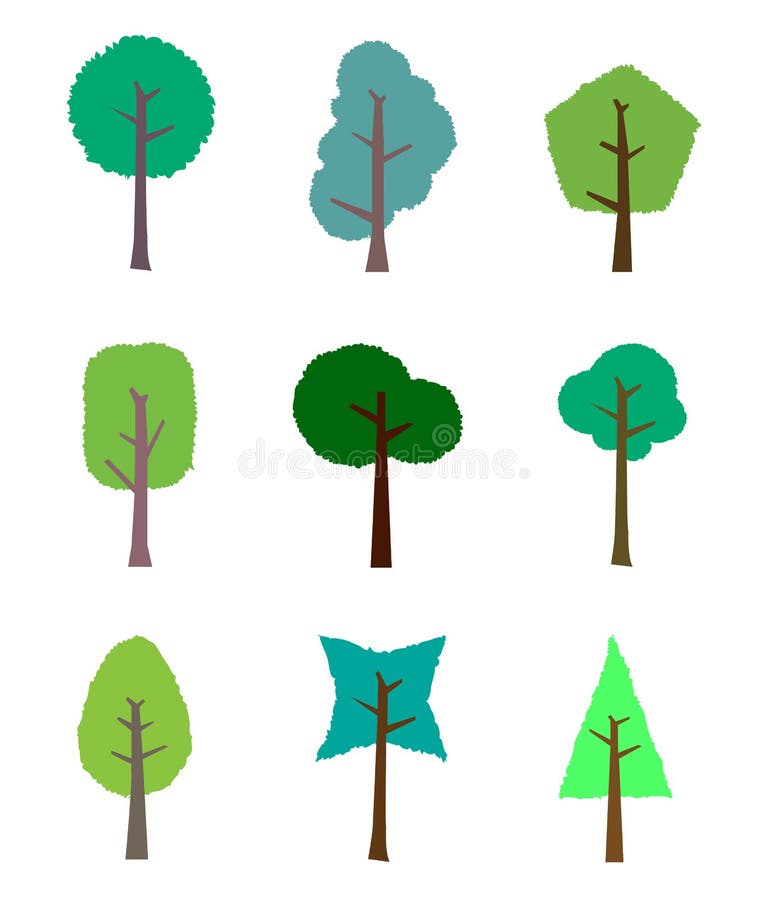 Set of green pixel tree. stock vector. Illustration of sign - 24515484