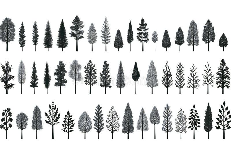 Collection of Trees Isolated on White Background Stock Illustration ...