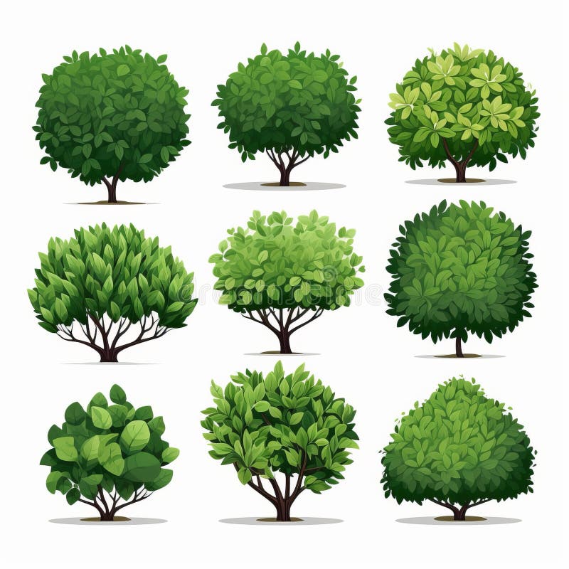 Detailed Shading: Illustrations of Green Trees in a Crisp and Clean ...