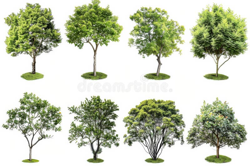 Collection of Trees in Various Sizes and Shapes. Stock Image - Image of ...