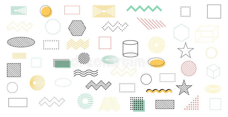 Collection Trendy Halftone Geometric Shapes. Vector Illustration Stock ...