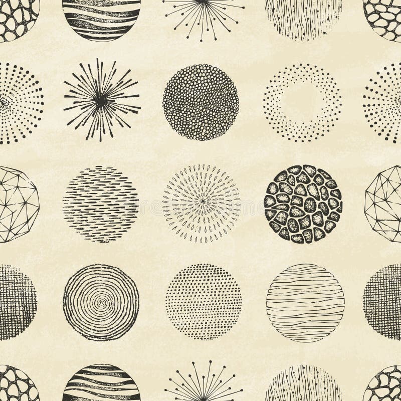 Collection of Trendy Hand Drawn Circles Textures. Stock Vector ...