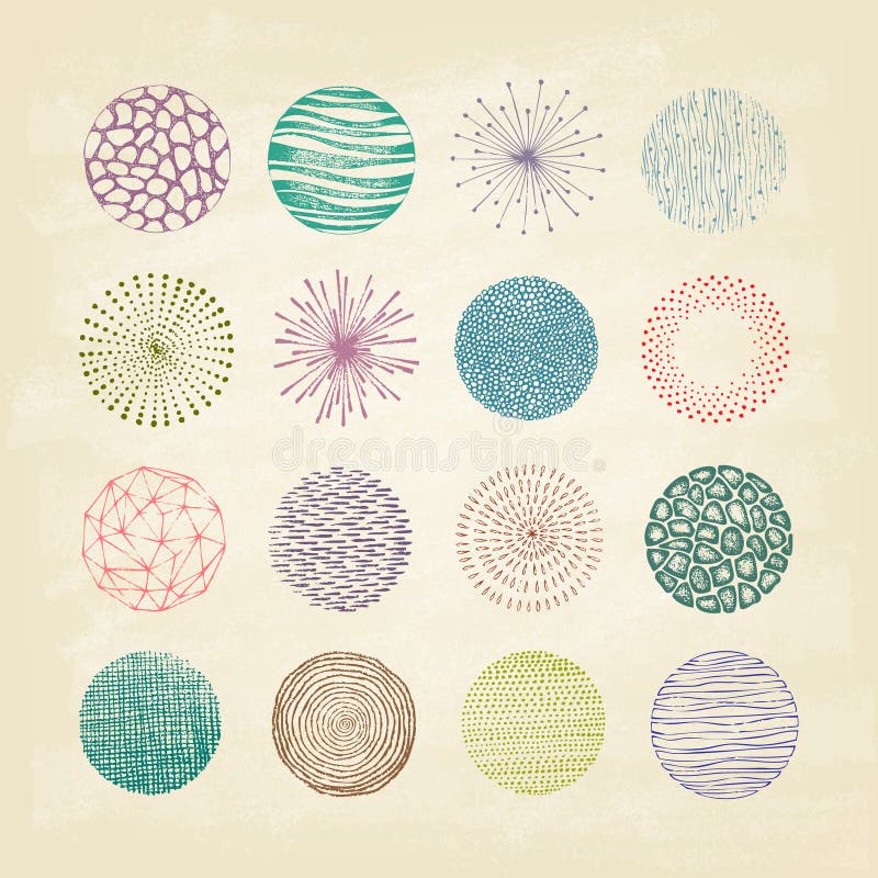 Collection of Trendy Hand Drawn Circles Textures. Stock Vector ...