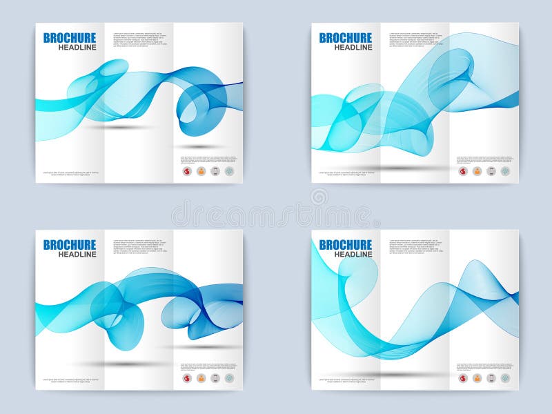 Collection of Tri-fold Brochure with Wave Background Stock Vector ...