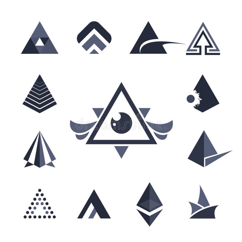 Collection Triangles Icons. Vector Illustration Isolated on White Stock ...