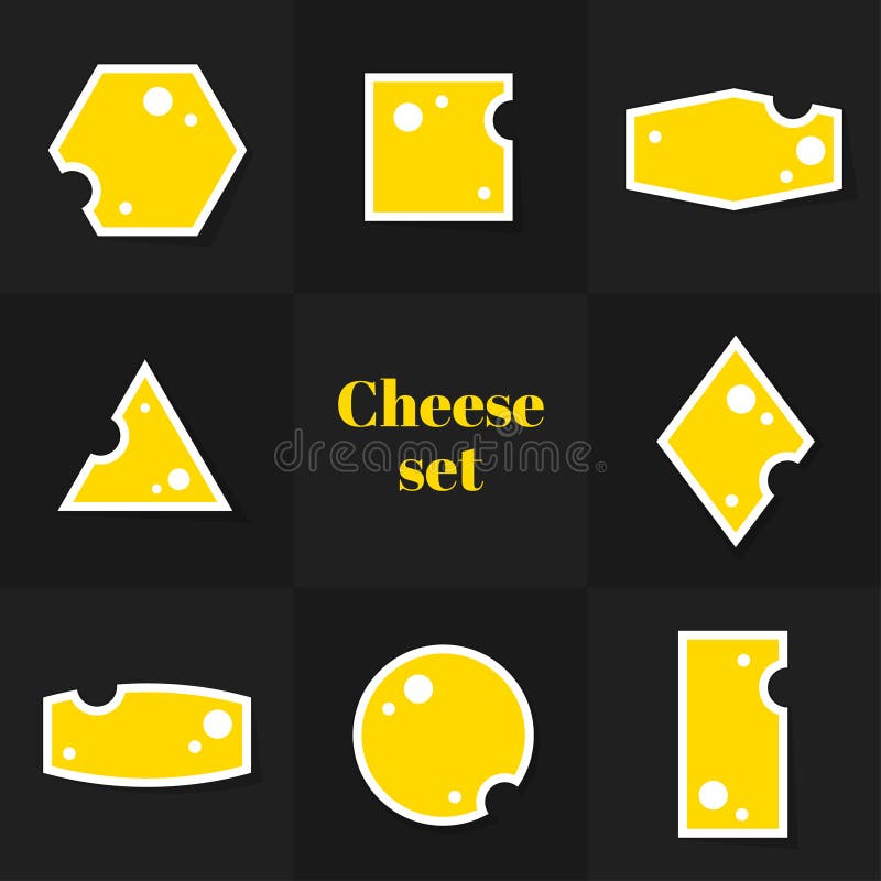 Collection of Triangular Piece Cheese Cards Stock Vector - Illustration ...