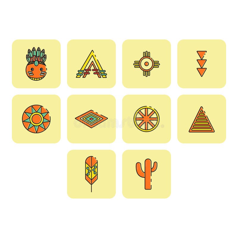 Tribal icon set stock vector. Illustration of logo, flat - 281261133