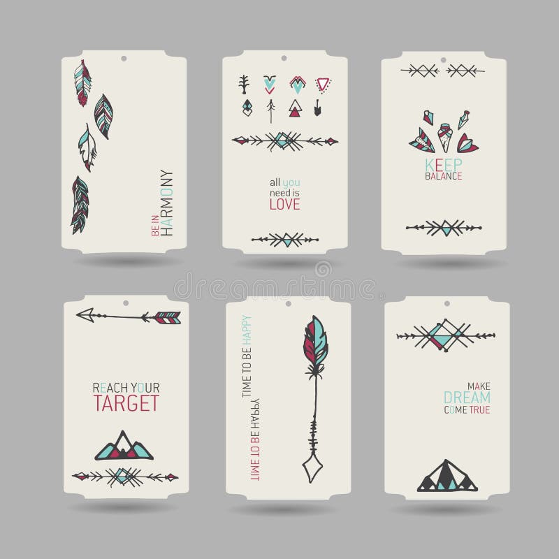Collection of Tribal Vinatge Hang Tags Stock Vector - Illustration of ...