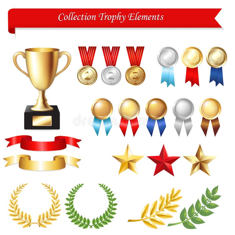Collection Trophy Elements. Vector Stock Vector - Illustration of award ...