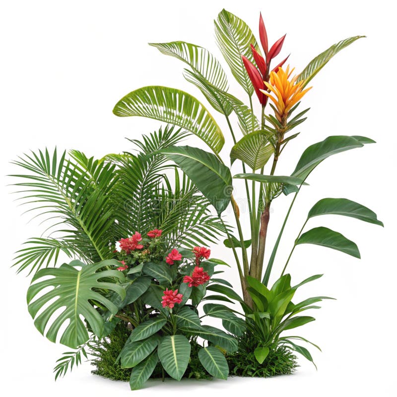 Free Vector Plants of Tropical Forest Isolated on White Background ...