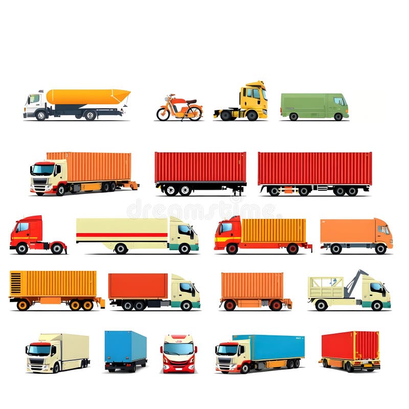 Collection of Trucks and Transportation Graphics Stock Illustration ...