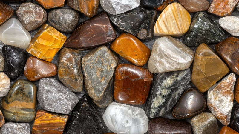 Collection of Tumbled Stones and Gems Stock Illustration - Illustration ...