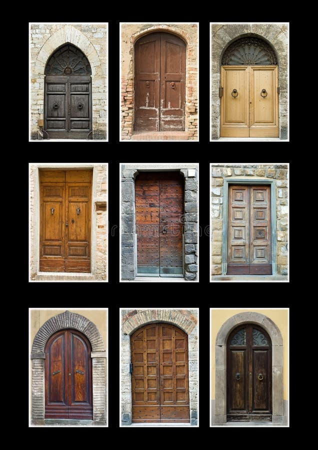Collection Tuscany Doors Isolated Black Stock Photo - Image of classic ...