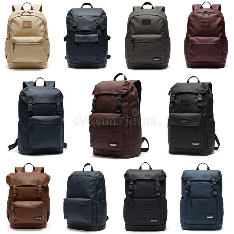 A Collection of Twelve Backpacks Displayed in a Grid. Each Backpack ...
