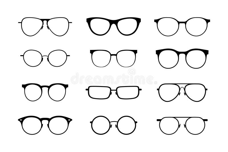 A Collection of Twelve Different Eyeglass Frame Designs Stock Vector ...