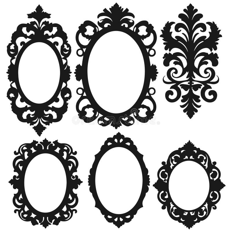 Vector Set of Decorative Ornamental Frame Silhouette for Picture or ...